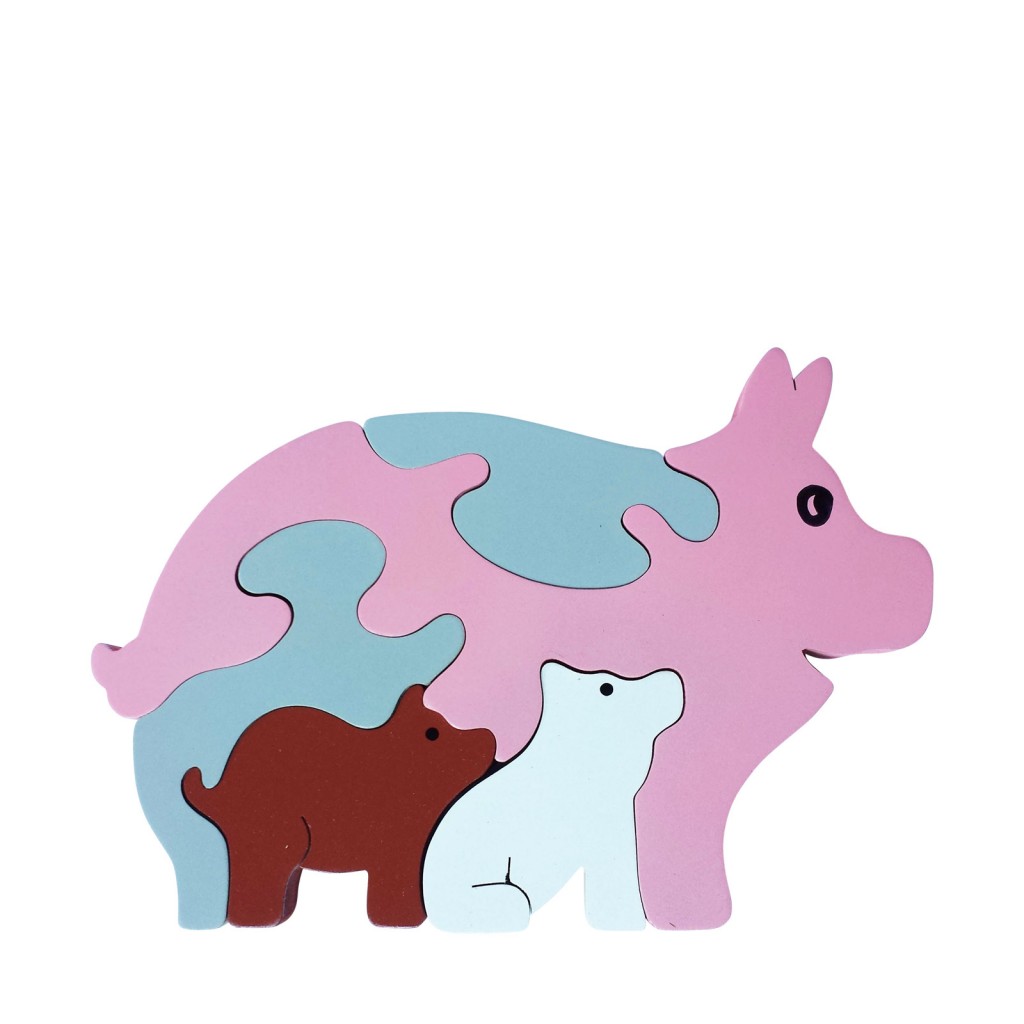 Pig wooden animal puzzle - Jigzoos Australia | JIGZOOS