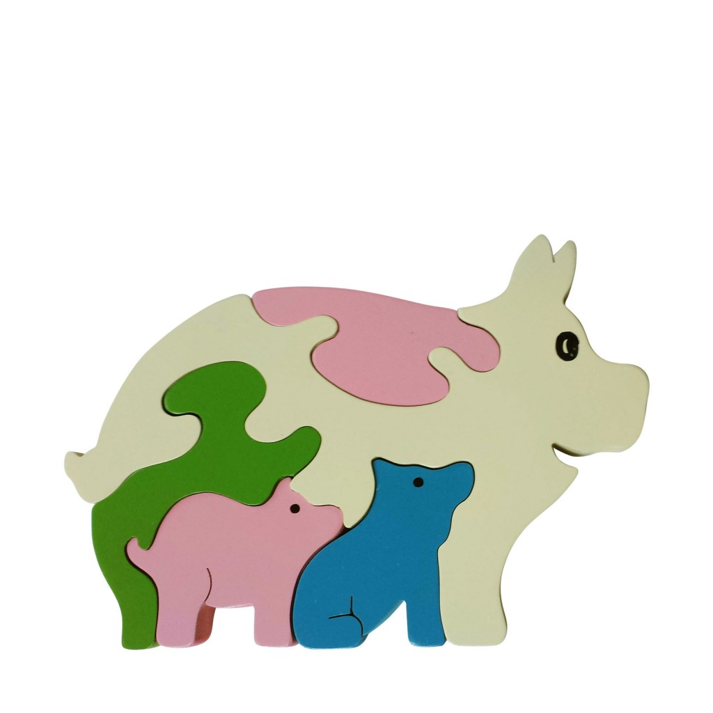 Pig wooden animal puzzle - Jigzoos Australia | JIGZOOS